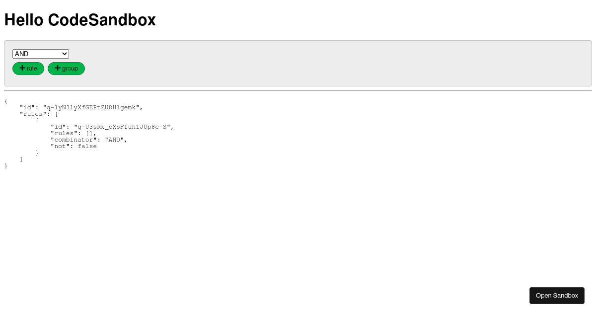react-visual-query-builder (forked) - Codesandbox