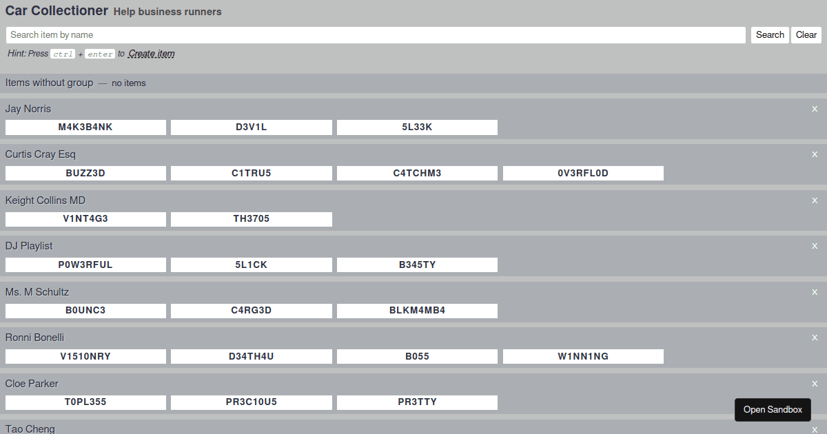 car collector - Codesandbox