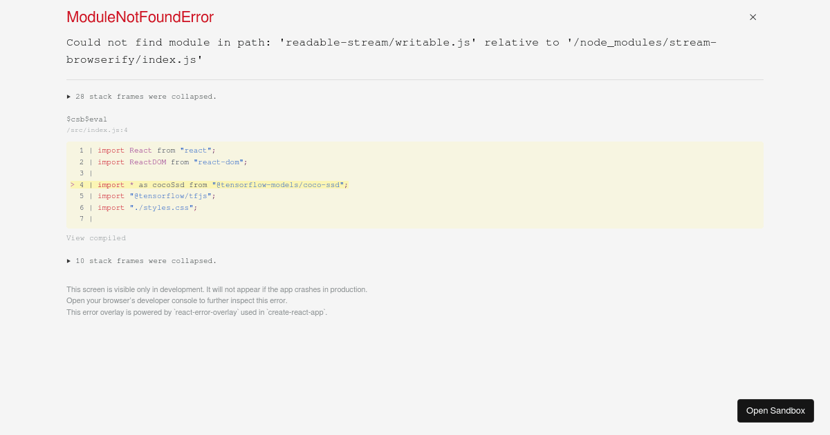 TensorFlow.js Real-Time Object Detection - Codesandbox TensorFlow.js Real-Time Object Detection - Codesandbox