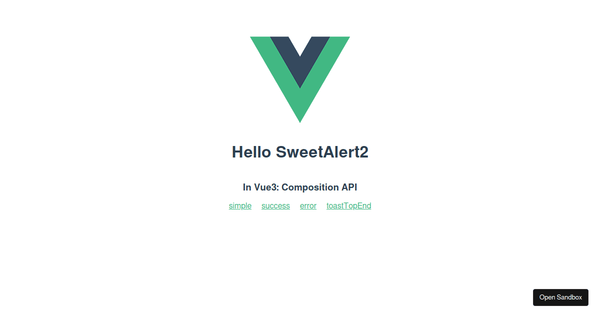 SweetAlert2 Vue3 (forked) - Codesandbox