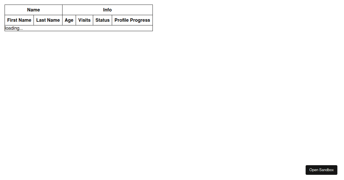 React Table Loading Codesandbox