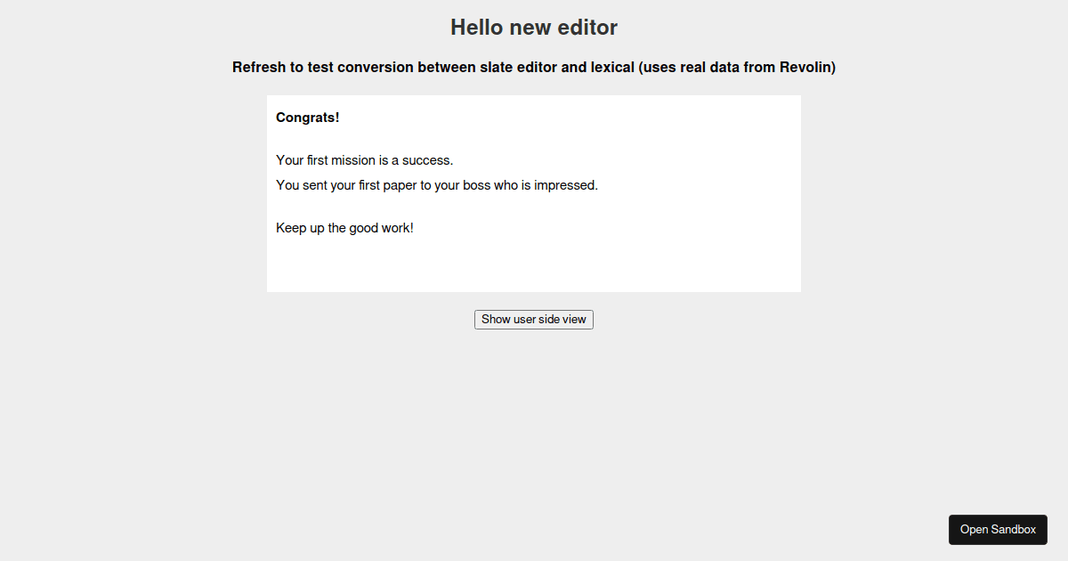 Lexical rich text editor test (forked) - Codesandbox