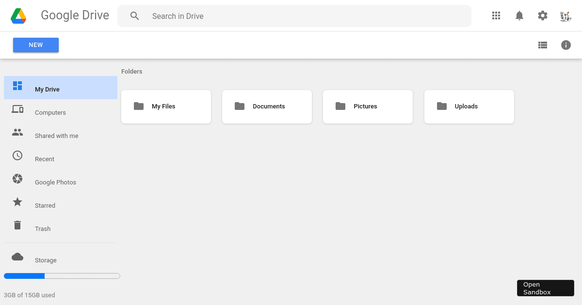 google drive clone project .manish - Codesandbox