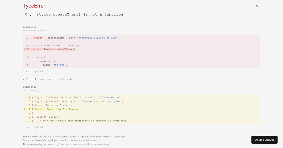 Create React App Codesandbox