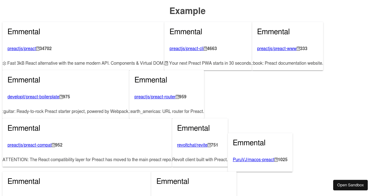 Preact+Webcomponents - Codesandbox