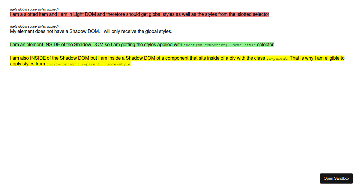 Shadow DOM CSS - Codesandbox
