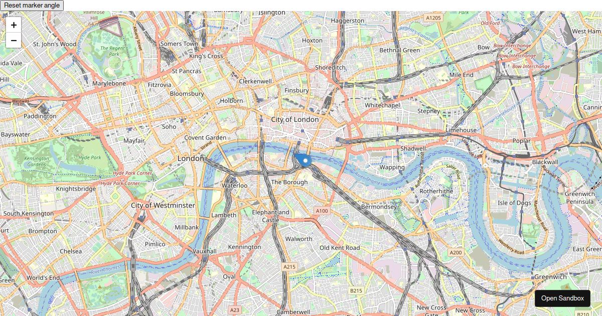 React Leaflet marker rotation - Codesandbox React Leaflet marker rotation - Codesandbox