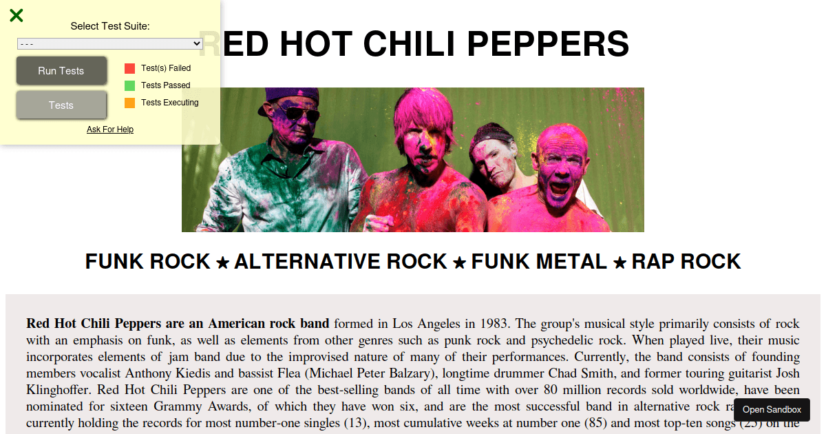 Free code camp - Build a Tribute Page - Codesandbox