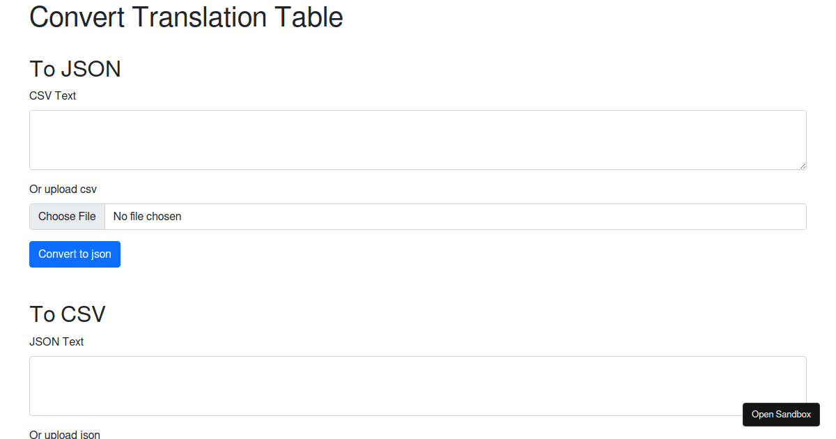csv2json - Codesandbox