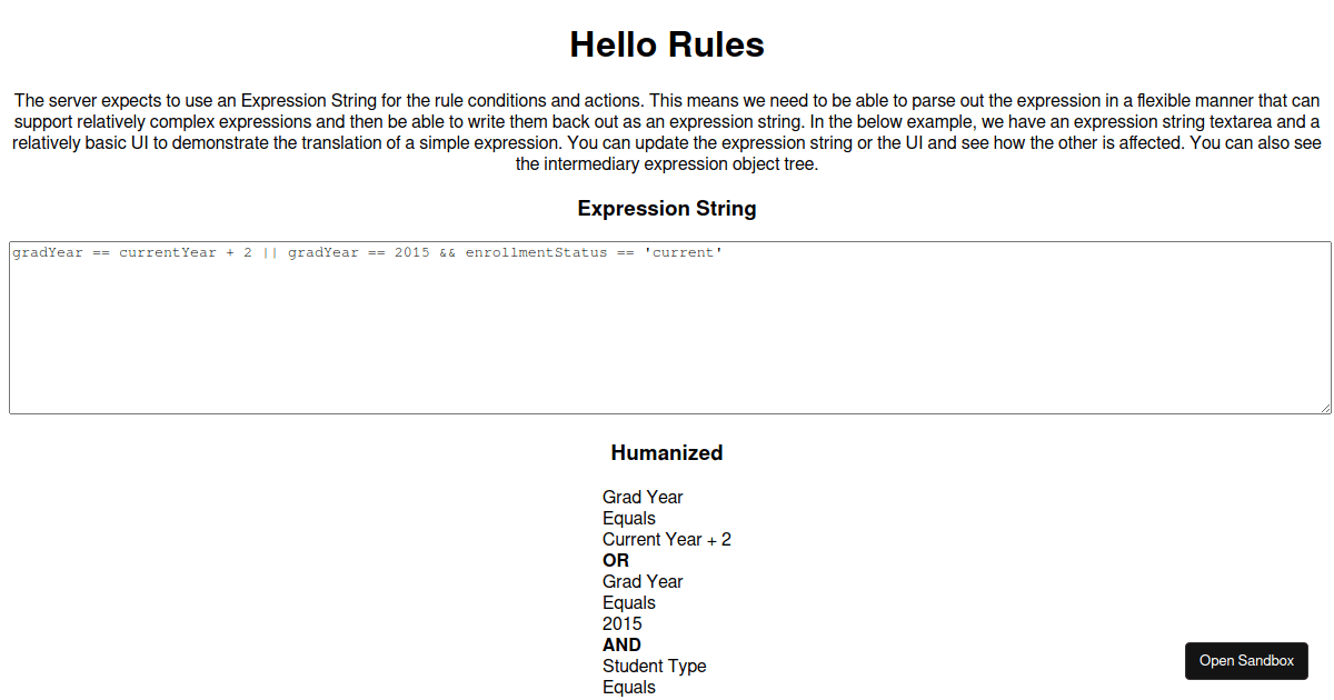 Rules Parser/Writer - Codesandbox