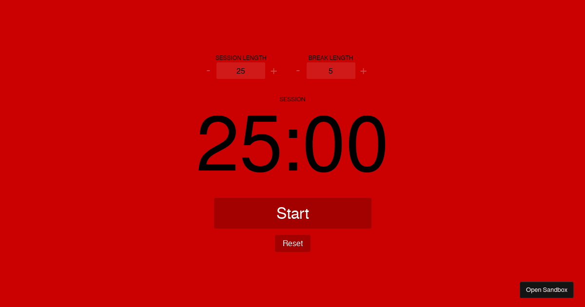 React Pomodoro Clock Codesandbox