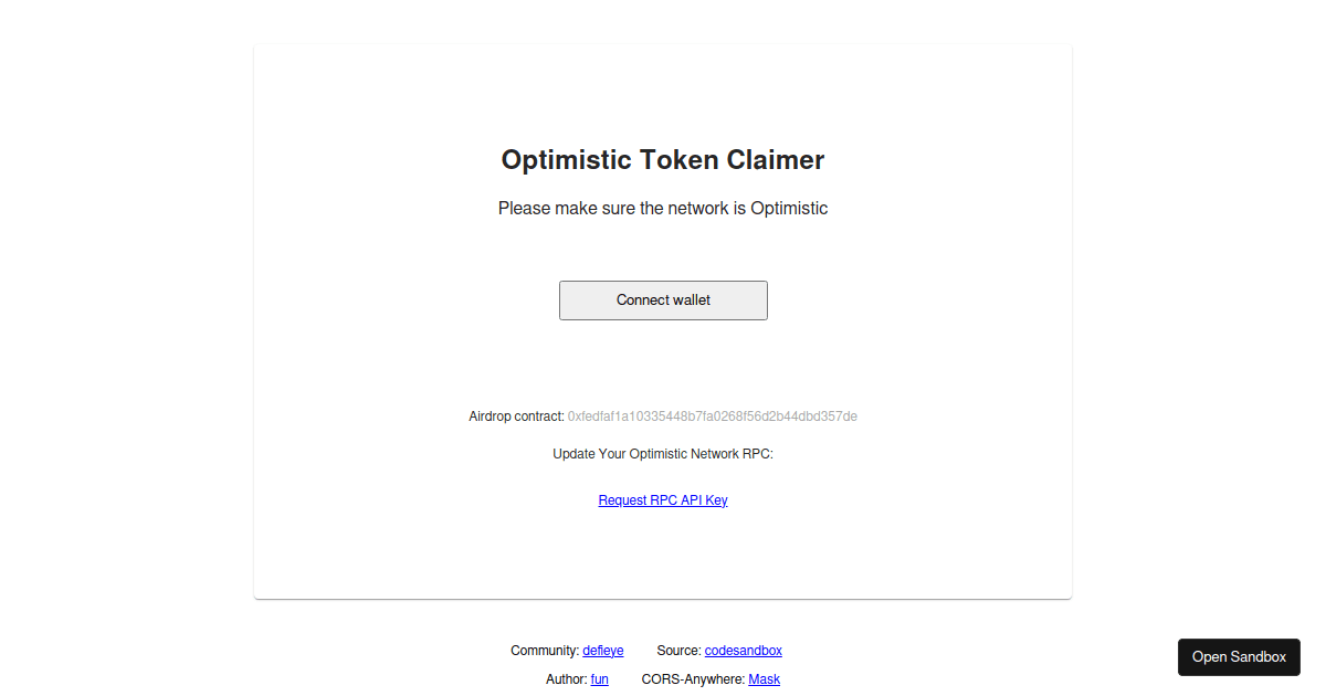 Optimistic Token Claimer - Codesandbox