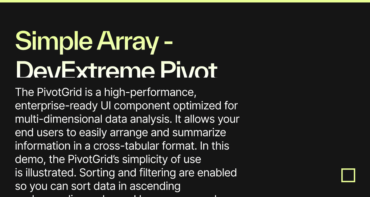 Simple Array - DevExtreme Pivot Grid - Codesandbox