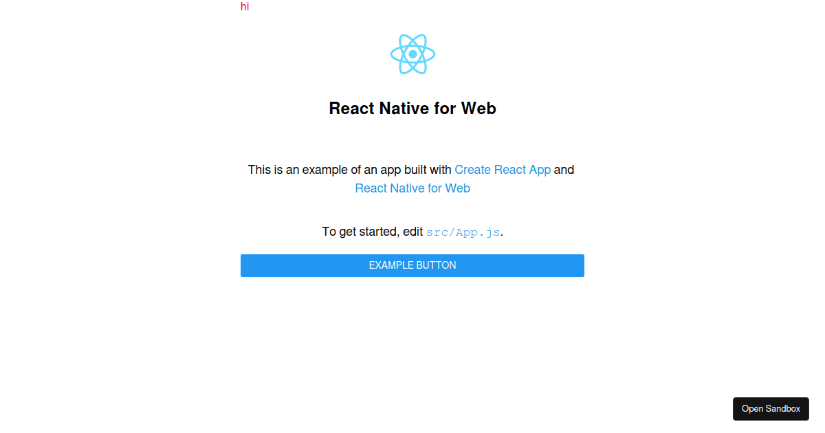 React Native Web Test Codesandbox