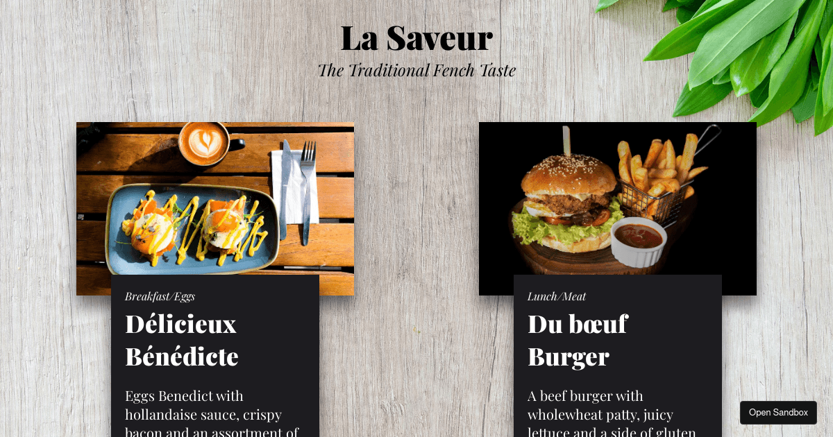 La Saveur: French Menu Card - Codesandbox