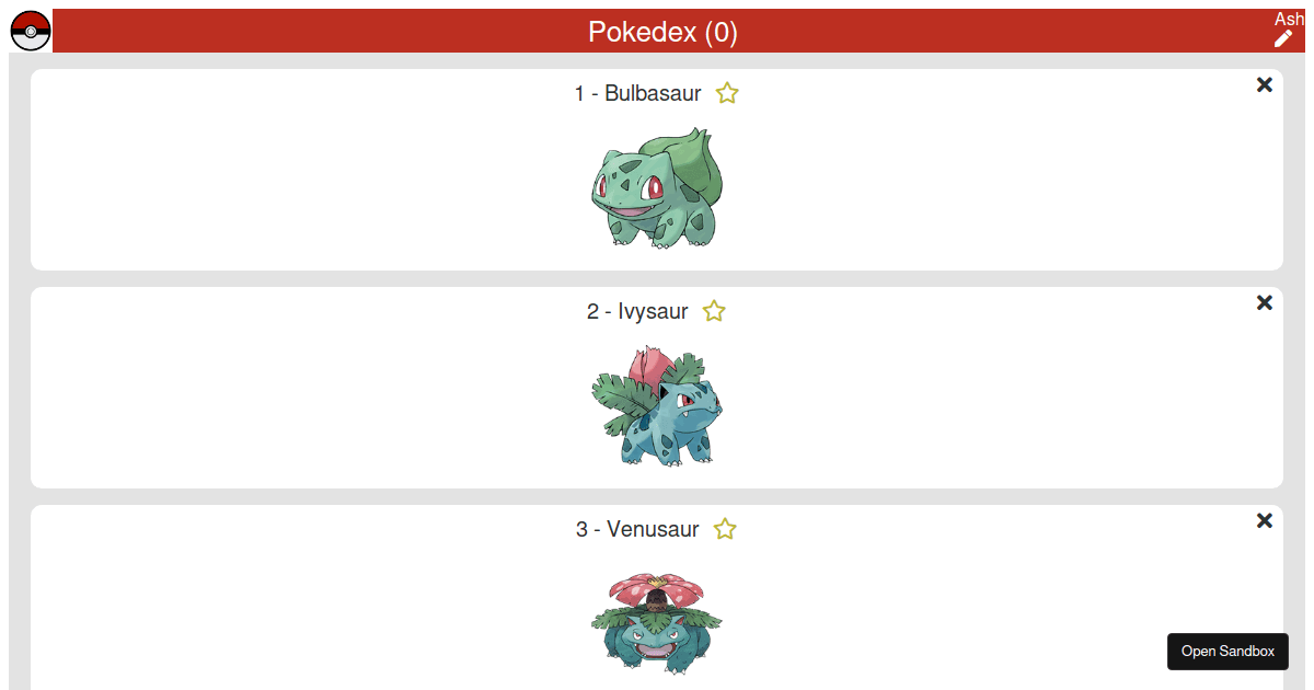 Redux - Pokedex - Excercise (forked) - Codesandbox