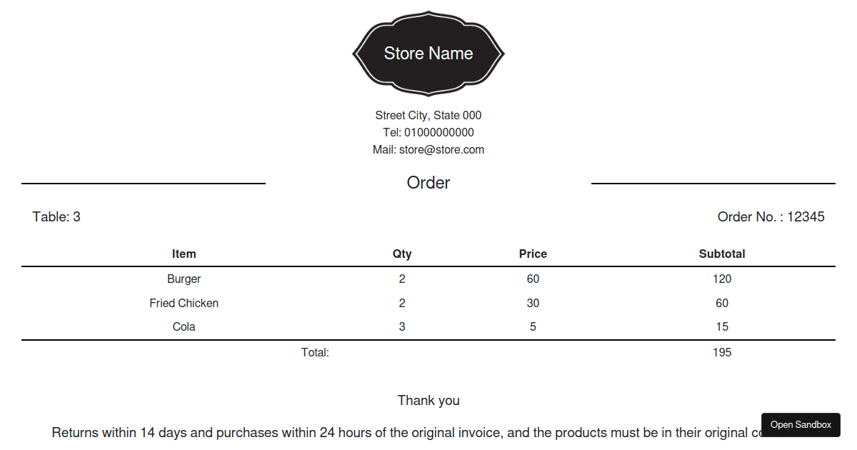 POS Invoice - Codesandbox