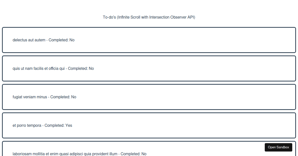 Vue Infinite Scroll Intersection Api Codesandbox
