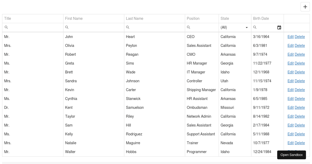 Row Editing And Editing Events Devextreme Data Grid Codesandbox