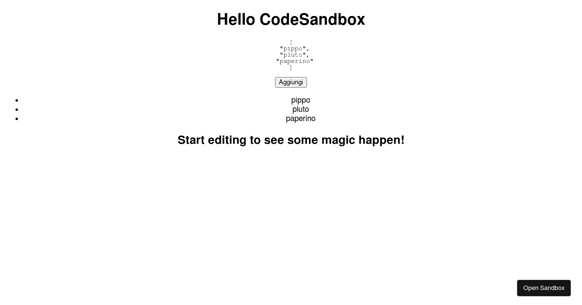 lista, setLista - Codesandbox