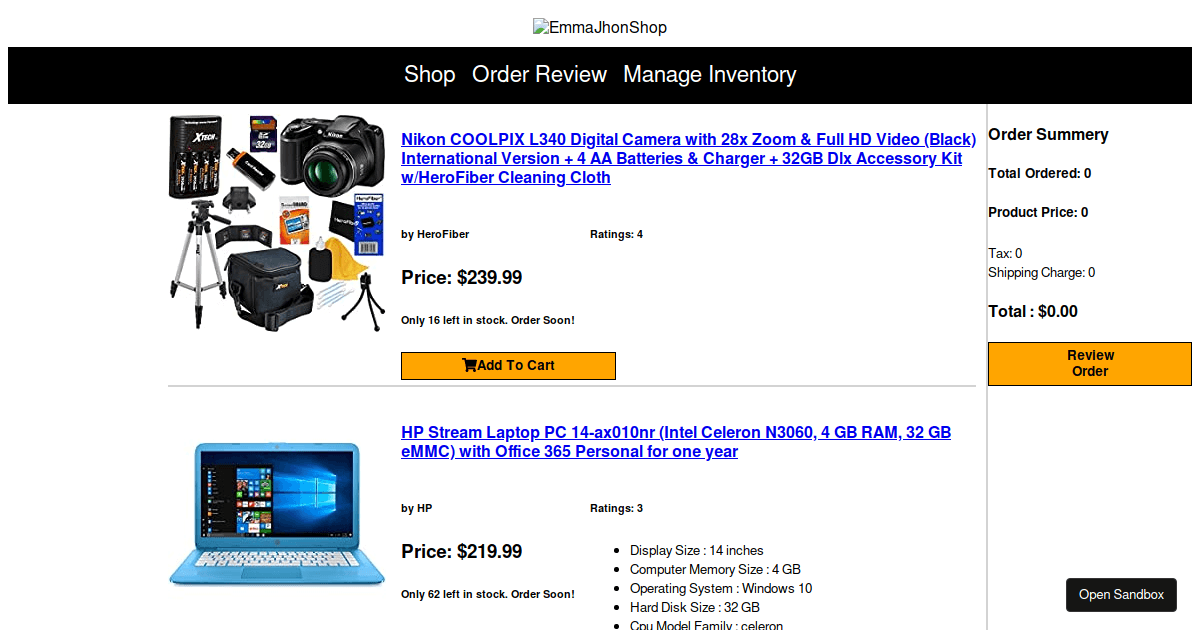 amazing-shop - Codesandbox