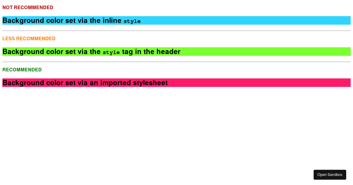 01 - 3 Ways to add CSS (forked) - Codesandbox 01 - 3 Ways to add CSS (forked) - Codesandbox
