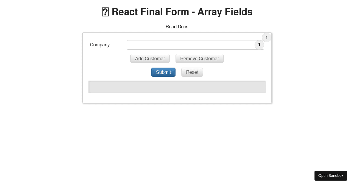 🏁 React Final Form - Field Arrays - Codesandbox