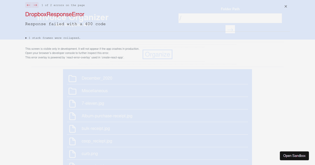 payments-organizer-app-with-dropboxapi - Codesandbox