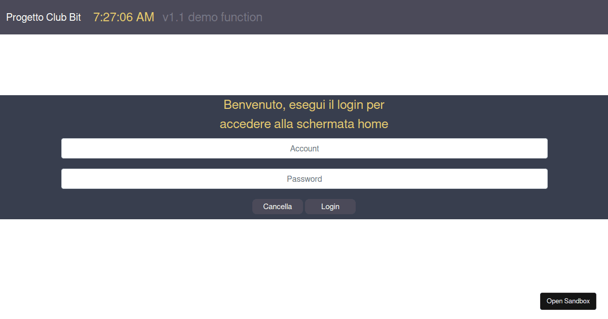 interfaccia club bit (forked) - Codesandbox