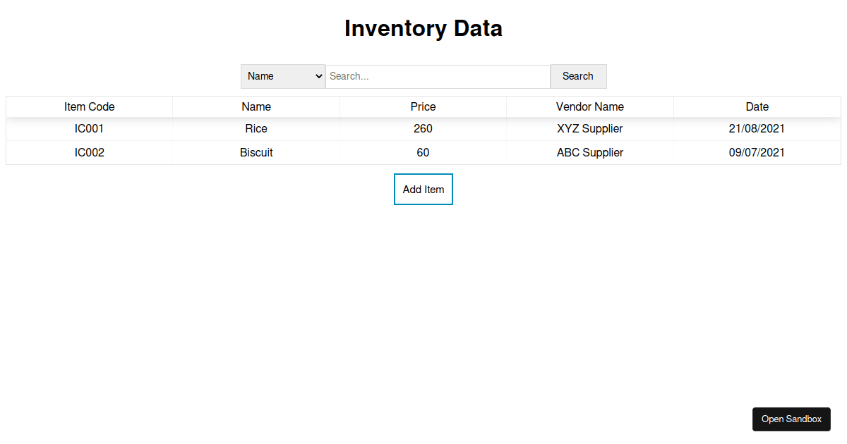 invevtory-app - Codesandbox