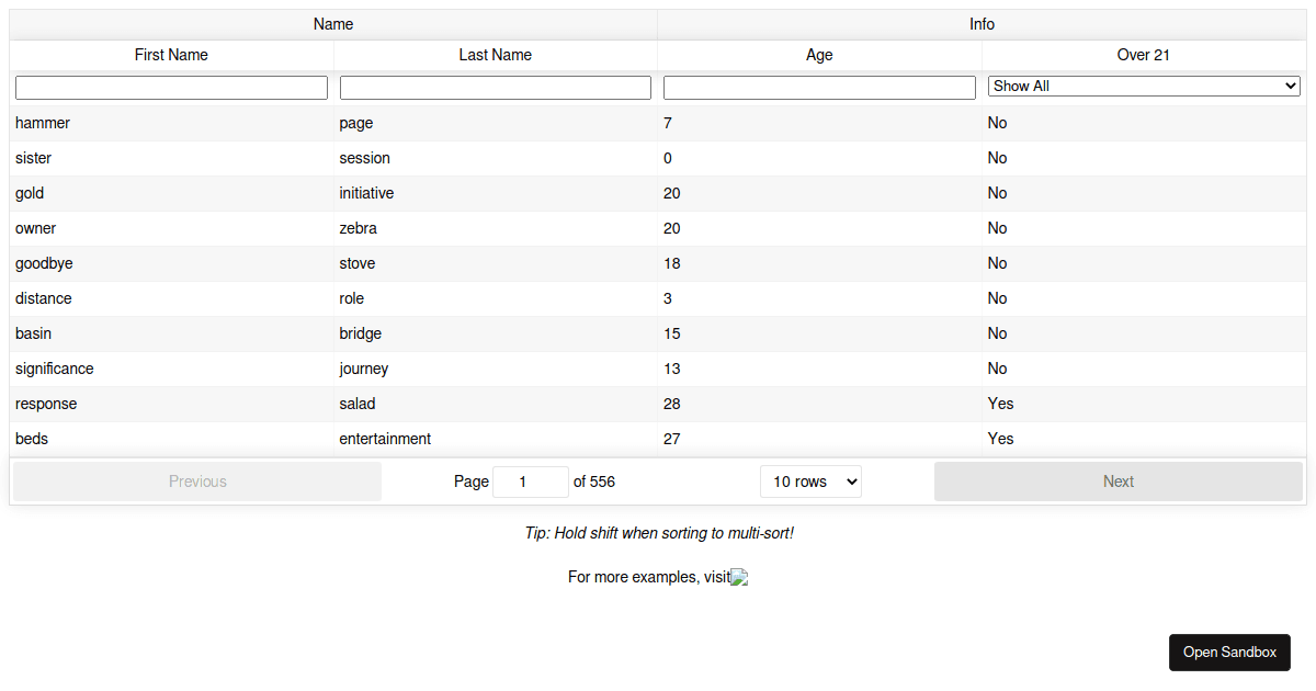 React Table Custom Filtering Codesandbox