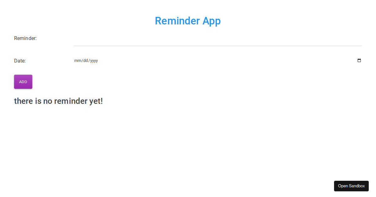 Reminder App - Codesandbox