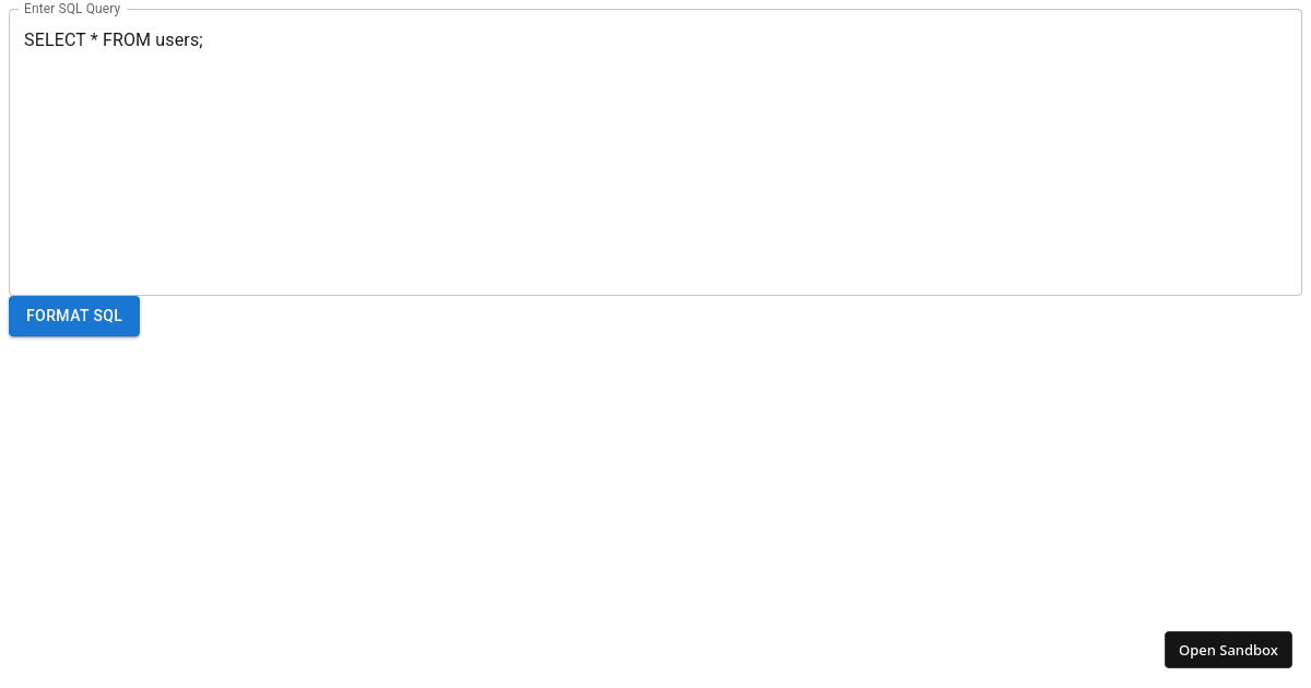 sql-formatter (forked) - Codesandbox
