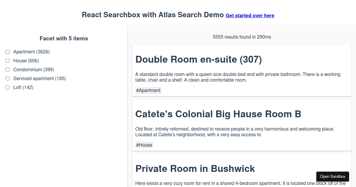 @appbaseio/react-searchbox-mongo-facet-filters-example - Codesandbox