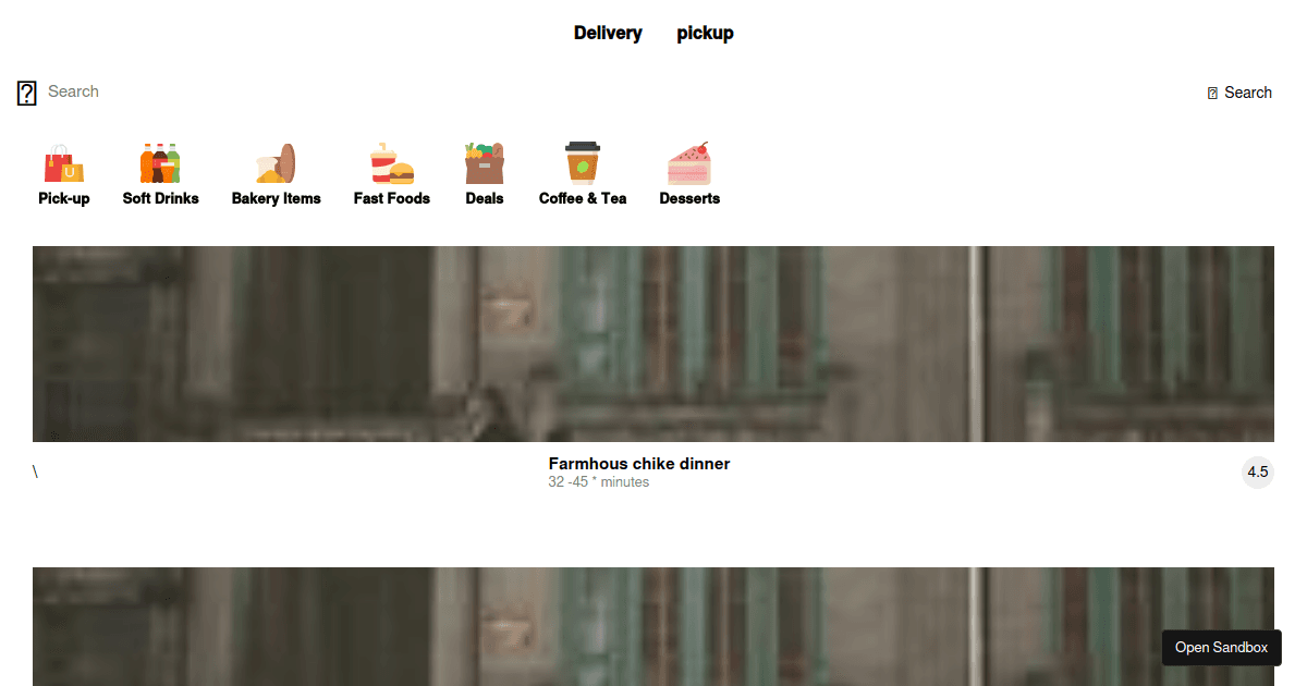 uber eats clone - Codesandbox