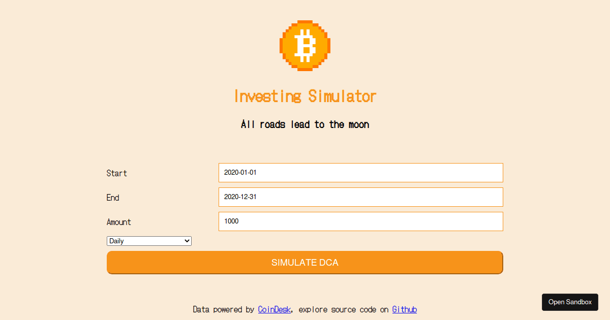 bitcoin-dca-simulator - Codesandbox