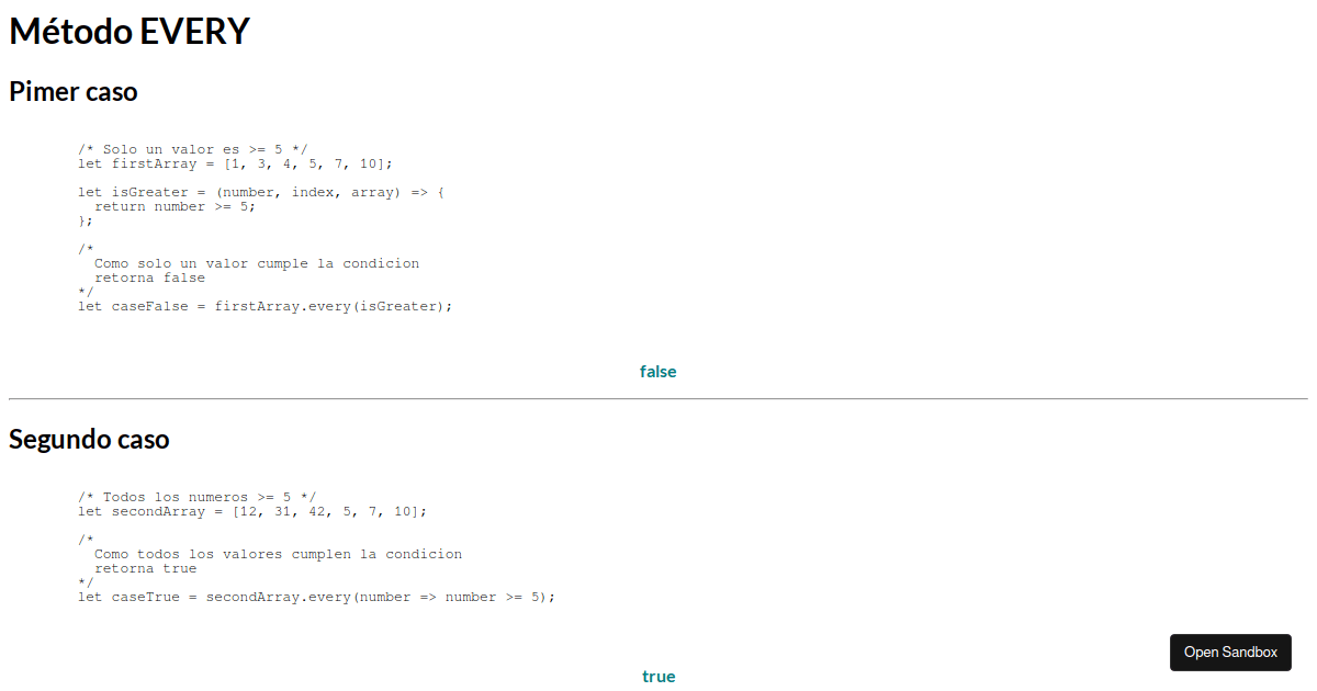 Método every - Codesandbox