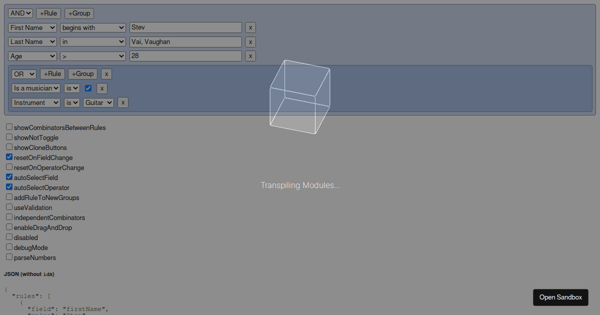 react-querybuilder-ci - Codesandbox
