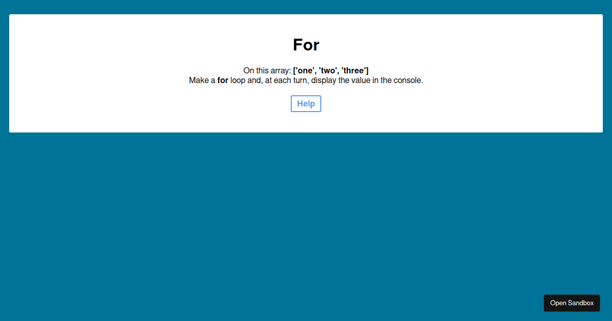 For Loop Codesandbox
