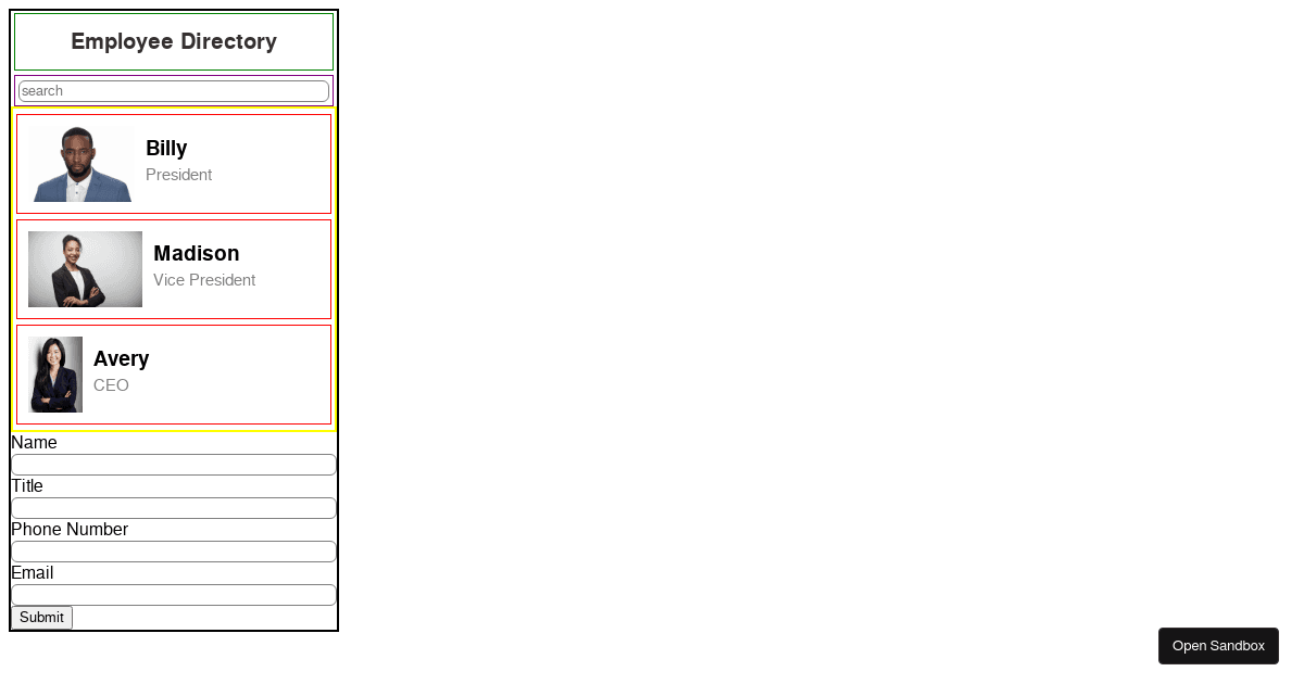 Employee List [LAB] - Codesandbox