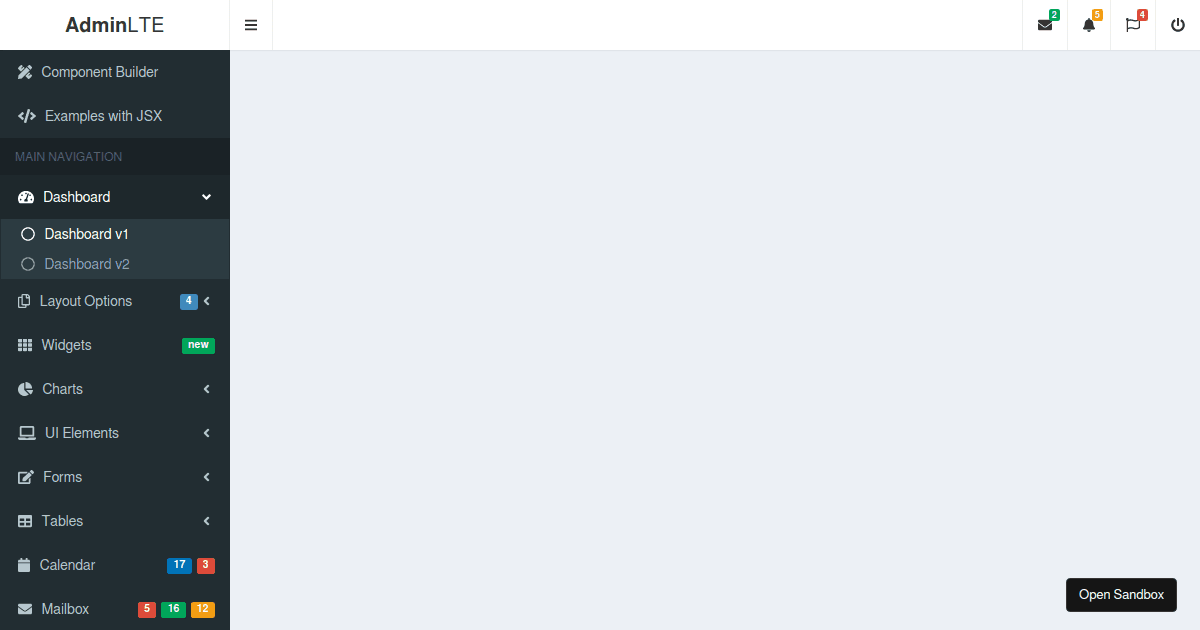 adminlte-2-react-examples - Codesandbox