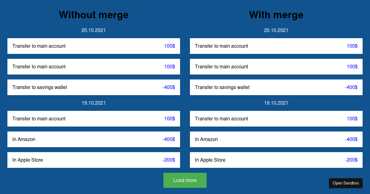 React - Merge Intervals - Codesandbox
