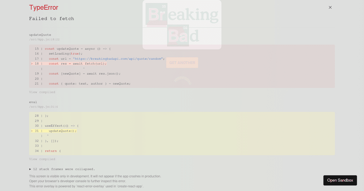 Consumiendo API Breaking Bad React - Codesandbox
