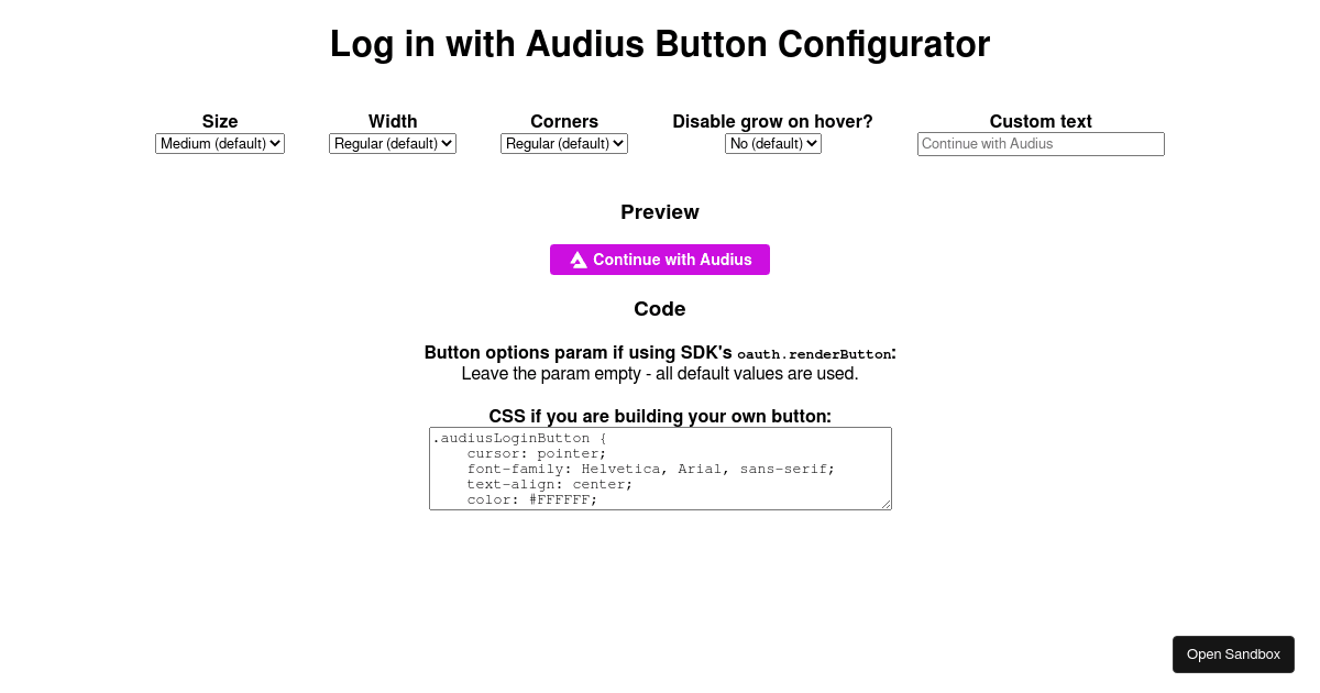 Button Configurator - Codesandbox