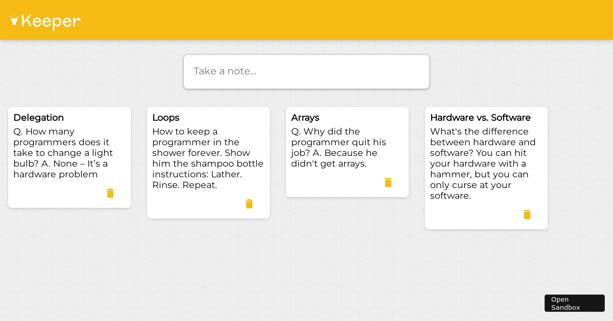 keeper-app-part-1-starting - Codesandbox
