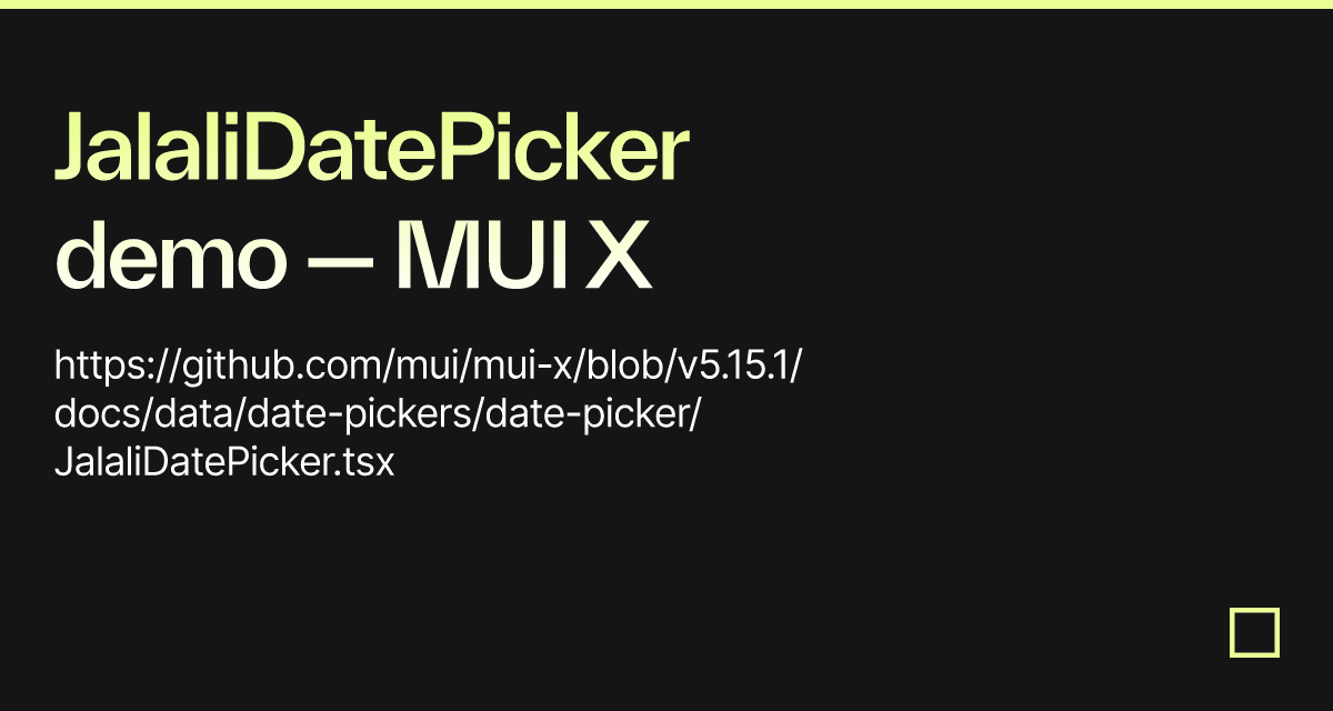 JalaliDatePicker demo — MUI X - Codesandbox