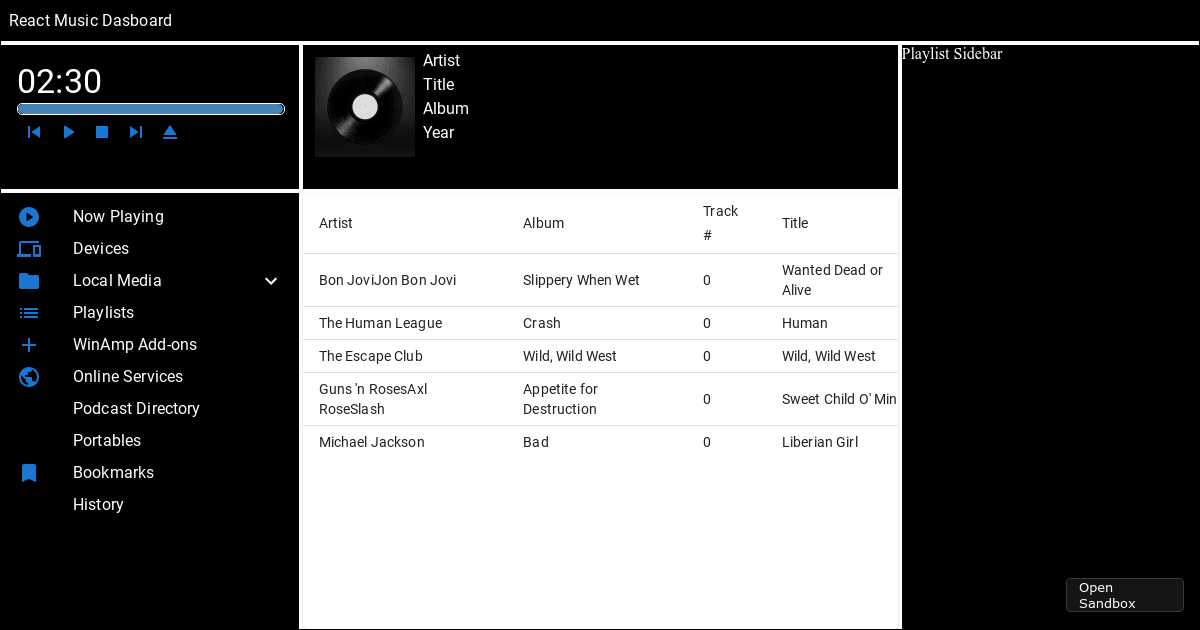 react-music-dashboard - Codesandbox