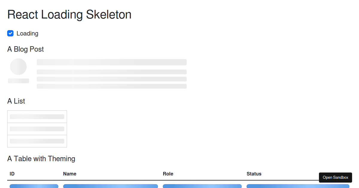 React Loading Skeleton Test Codesandbox