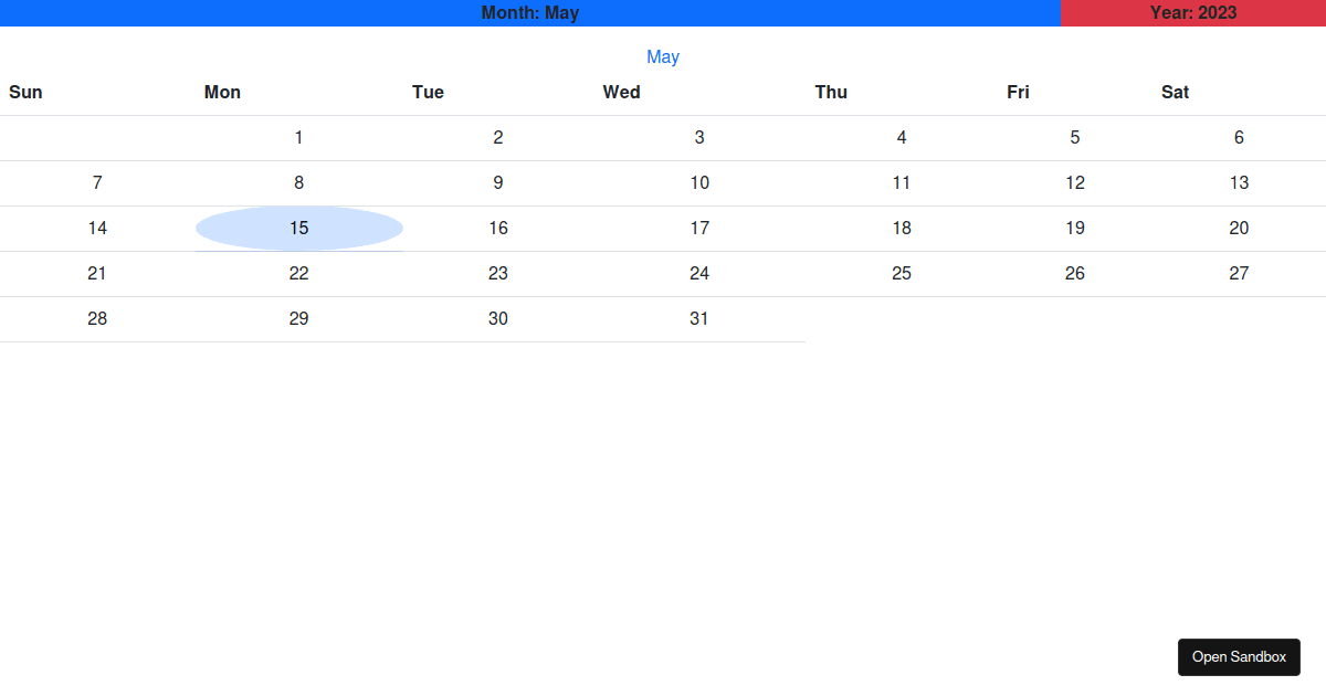 Calendar - Codesandbox