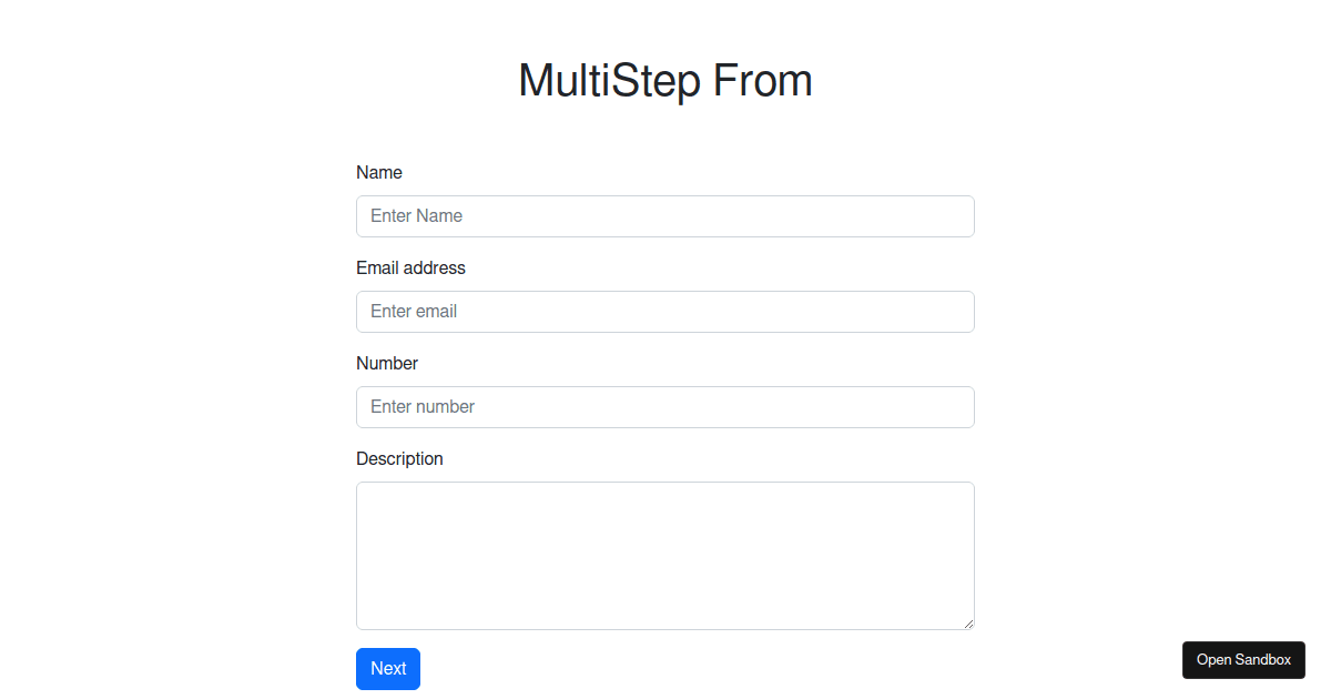 React Multistep Form Codesandbox